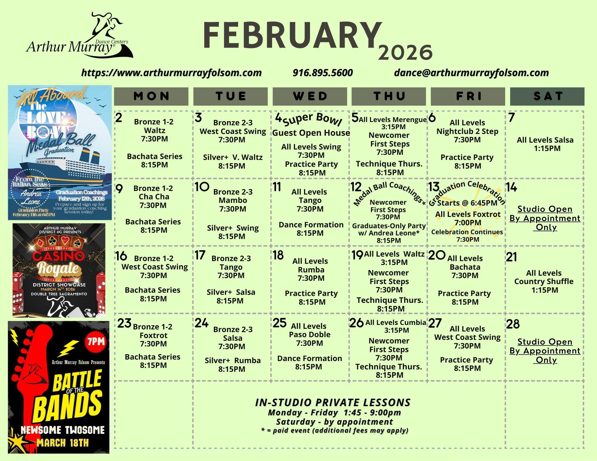 Studio Calendar - Arthur Murray Dance Center (Folsom)